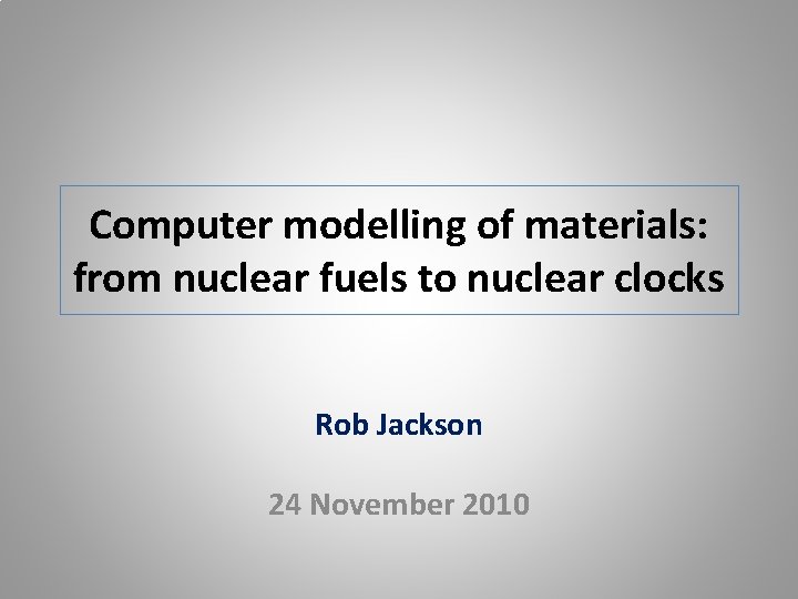 Computer modelling of materials from nuclear fuels to
