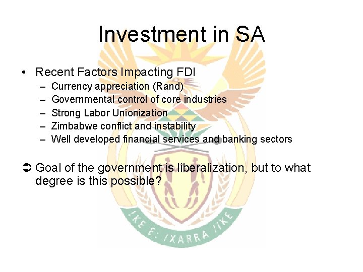 South Africa Investment Overview Analysis South Africa Introduction