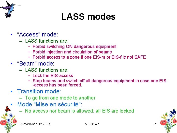 Commissioning the access system Machine checkout workshop November