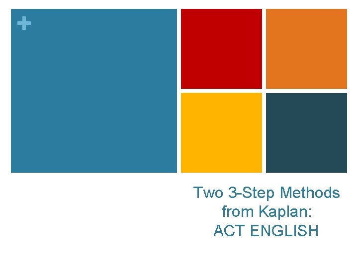Two 3 Step Methods from Kaplan ACT ENGLISH