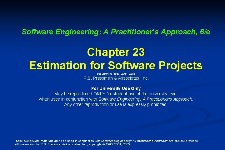 Software Engineering A Practitioners Approach 6e Chapter 23