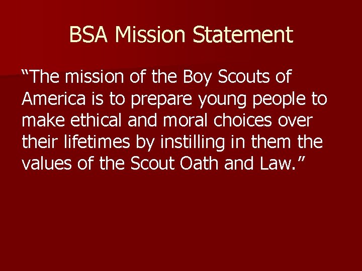 Chartered Organization Representative Training Boy Scouts of America