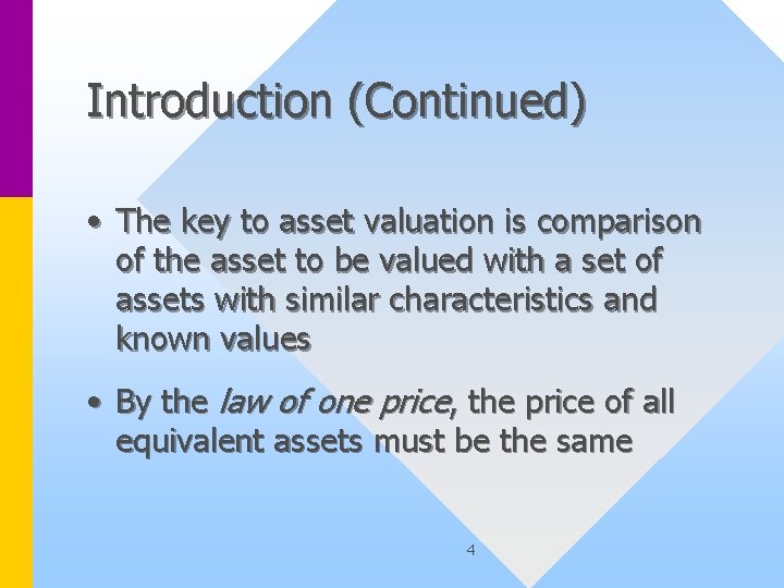 Chapter 7 Principles of Asset Valuation Objective Explain