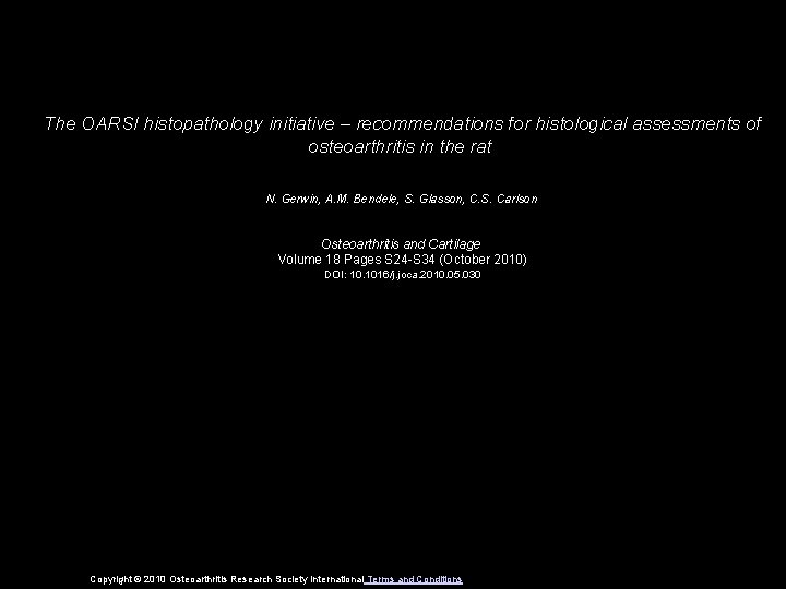 The OARSI histopathology initiative recommendations for histological ...