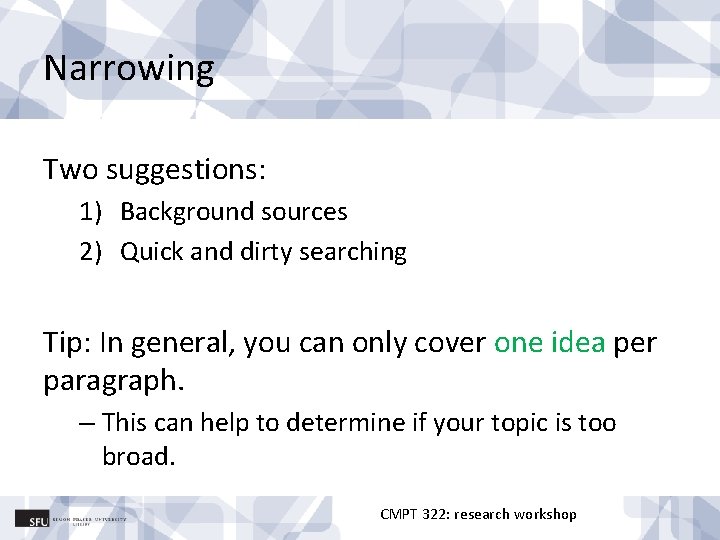 CMPT 322 W Library Research Workshop Shane Plante