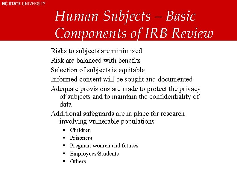 Overview of Regulatory Compliance at NC State University