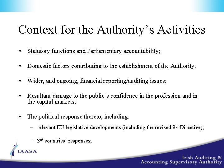 Presentation to the Leinster Society of Certified Public