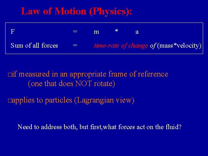 Law of Motion Physics F m Sum of