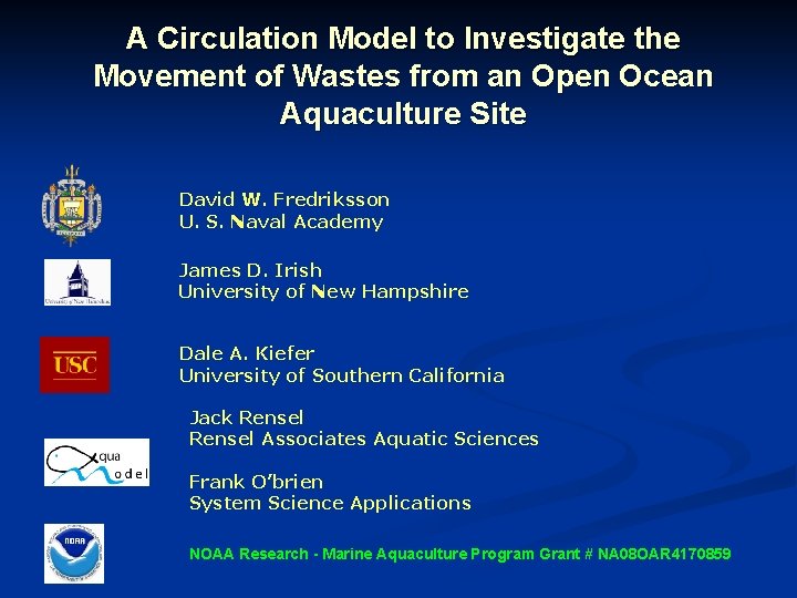 A Circulation Model to Investigate the Movement of