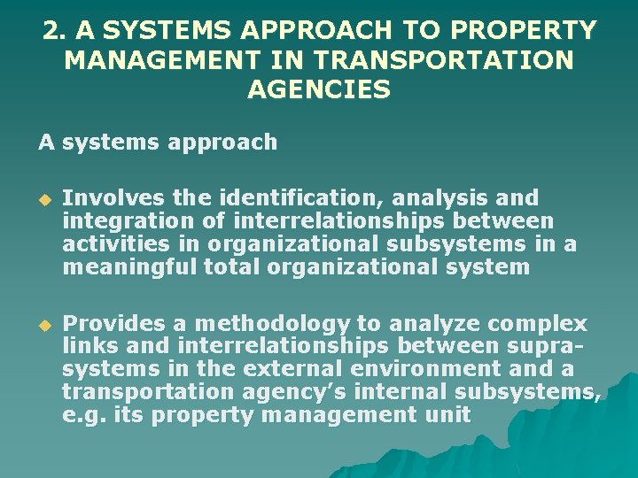 Technology Management of Transportation Properties Problems and Prospects