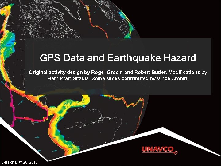 GPS Data and Earthquake Hazard Original activity design