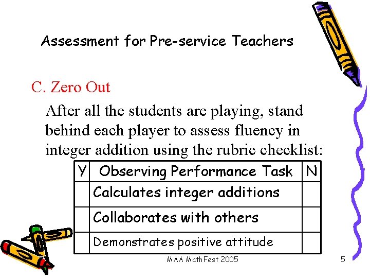 Current Issues in Mathematics Education Courses Assessment for