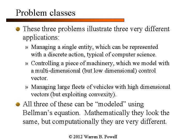 Computational Stochastic Optimization Modeling October 25 2012 Warren