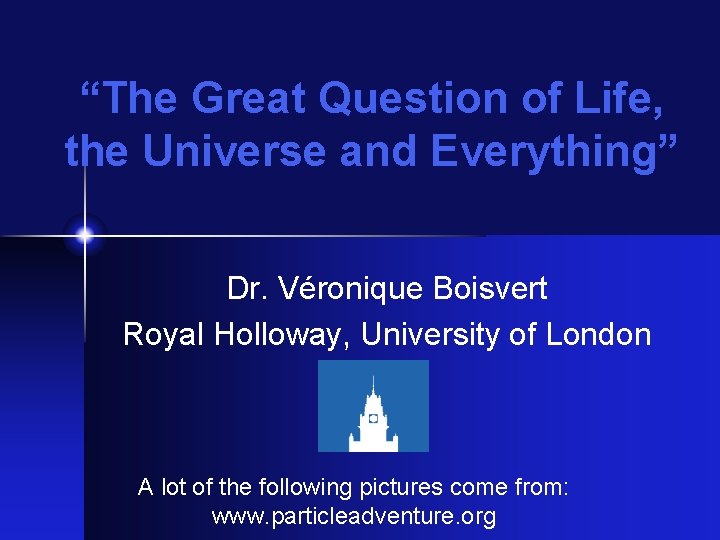 The Great Question of Life the Universe and