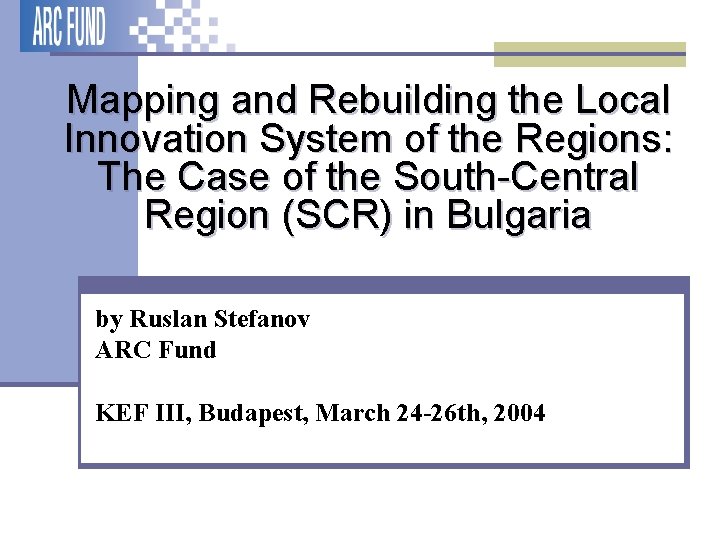 Mapping and Rebuilding the Local Innovation System of