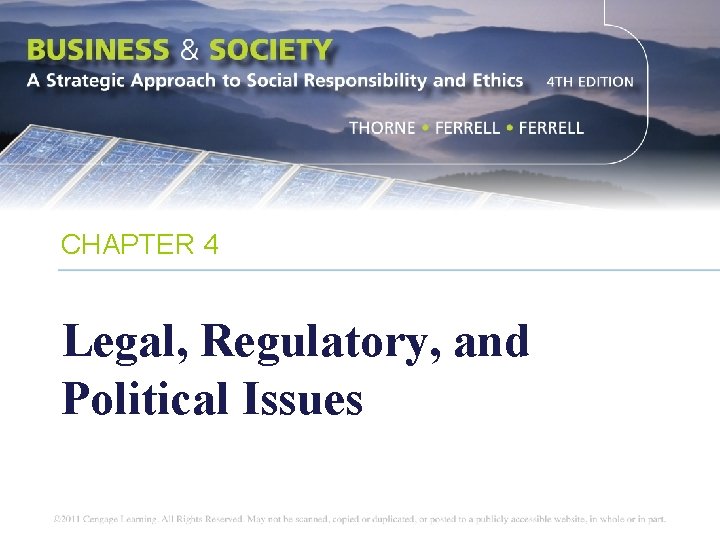 CHAPTER 4 Legal Regulatory and Political Issues Chapter