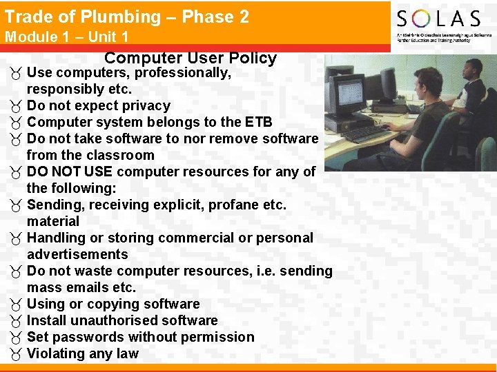 Trade of Plumbing Phase 2 Module 1 Unit
