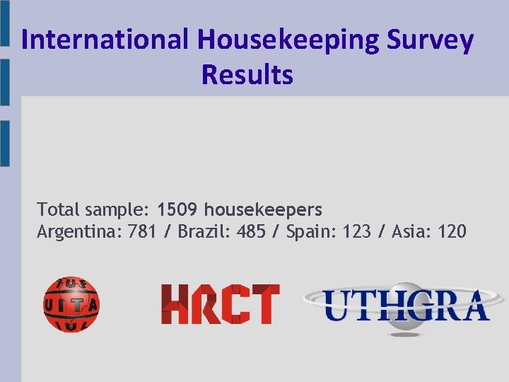 International Housekeeping Survey Results Total sample 1509 housekeepers