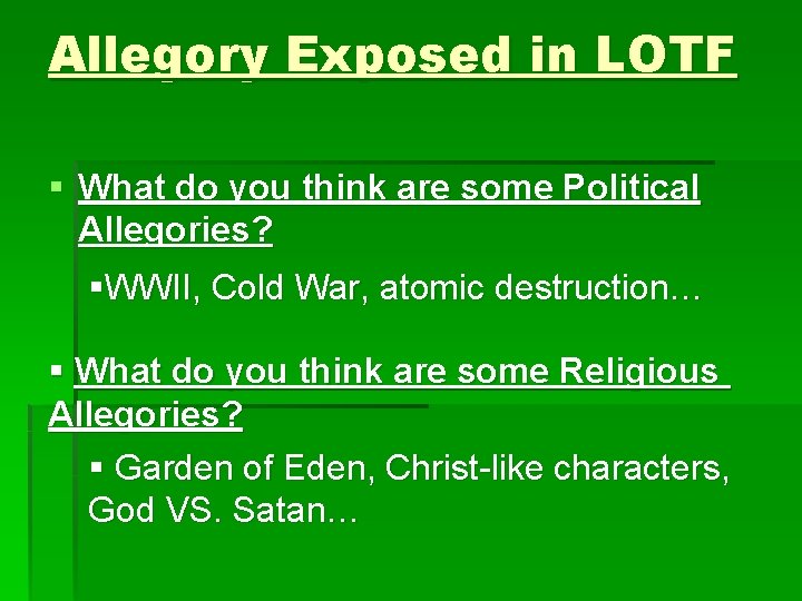 Lord of the Flies Last of the Allegories