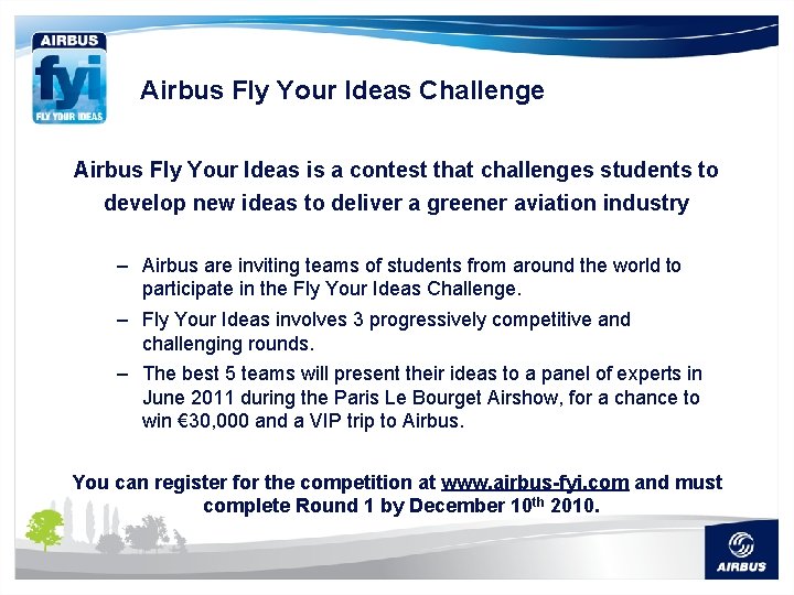 Airbus Fly Your Ideas Challenge Introduction for Students