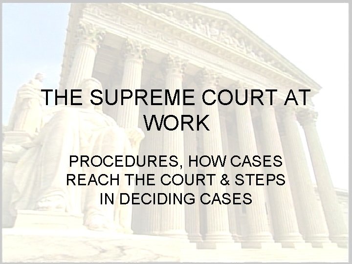 THE SUPREME COURT AT WORK PROCEDURES HOW CASES