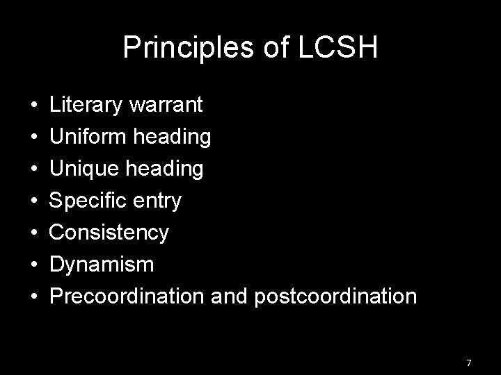 LIS 512 lecture 09 LCSH basics Thomas Krichel