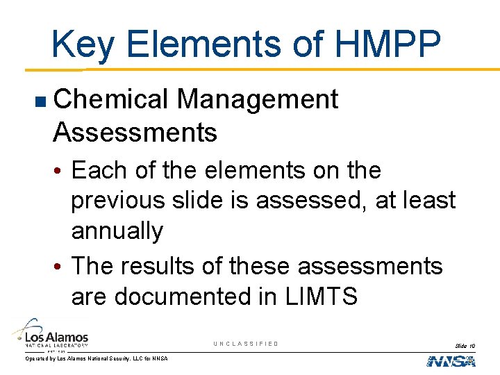 Chemical Safety at a Nuclear Facility Michael E