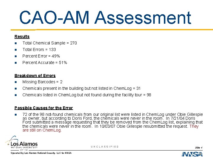 Chemical Safety at a Nuclear Facility Michael E