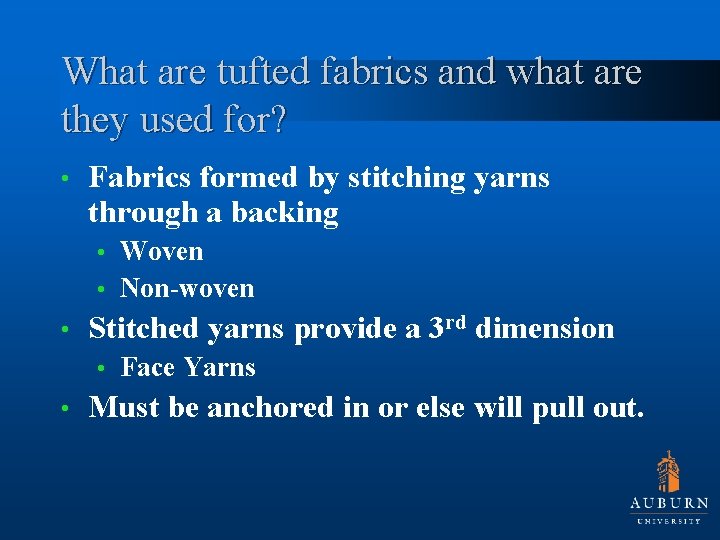Tufted Fabrics Presentation 14 What are tufted fabrics