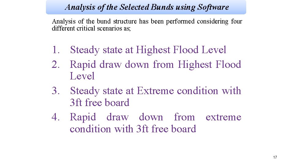 Stability Analysis of Flood Bunds A study on