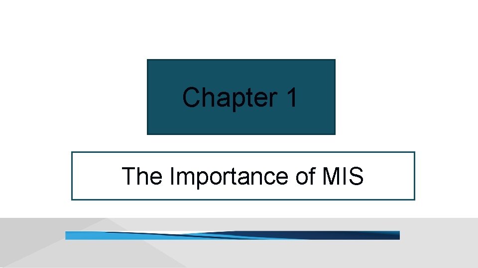 Chapter 1 The Importance of MIS This Could