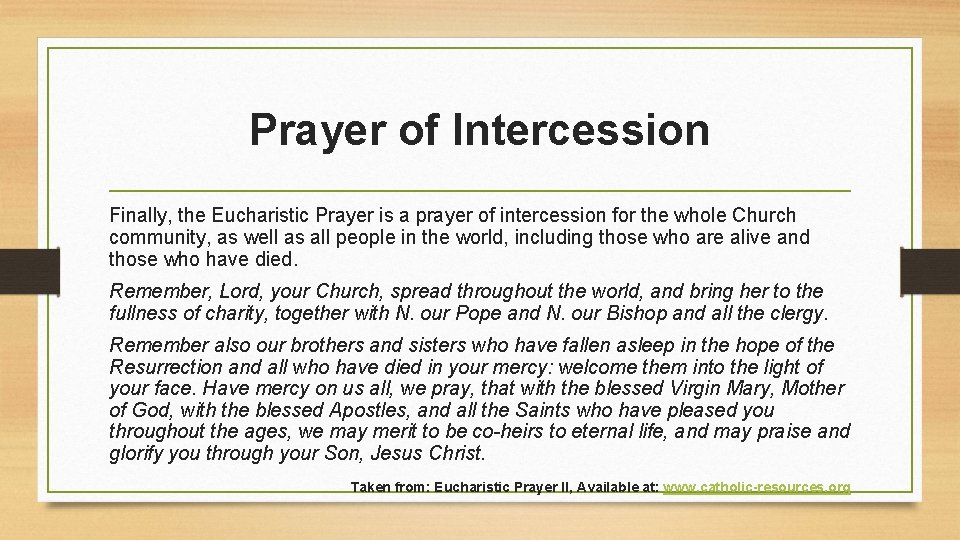 The Eucharist Year 10 RE Sacraments The Catholic