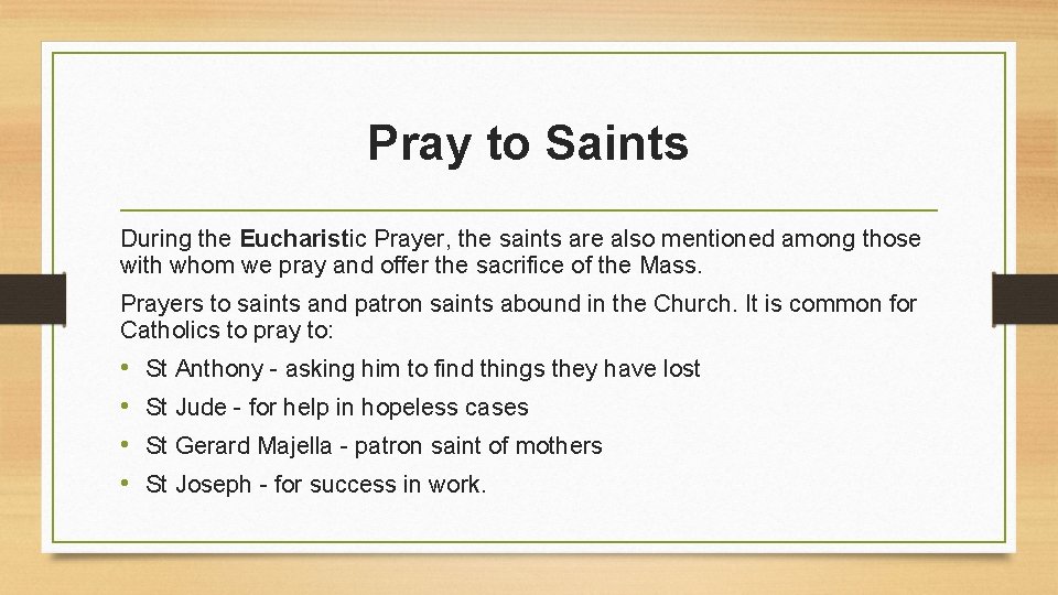 The Eucharist Year 10 RE Sacraments The Catholic