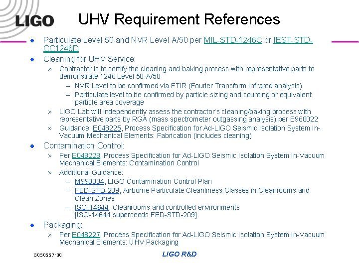 UHV Cleanliness Requirements CleaningBaking and Contamination Control ...