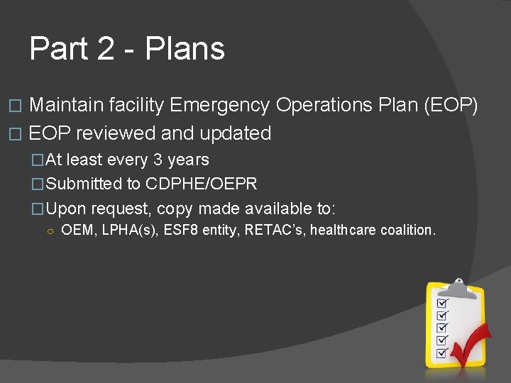 HOSPITAL IMPLEMENTATION PLAN COLORADO BOARD OF HEALTH RULE