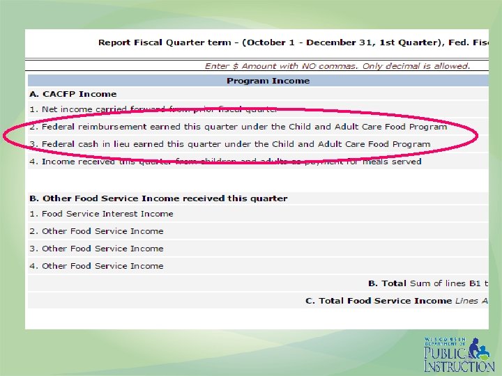Instructions for Completing the Quarterly CACFP Financial Report