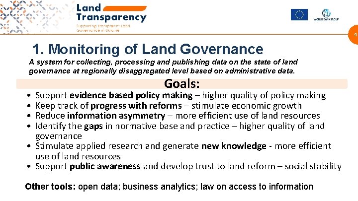 Land Governance Monitoring structure functions and development stages