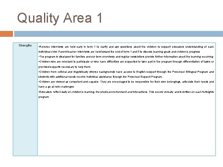 QUALITY IMPROVEMENT PLAN 2016 Modbury South Preschool Service