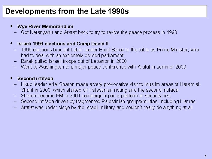 Timeline of key events in the ArabIsraeli conflict