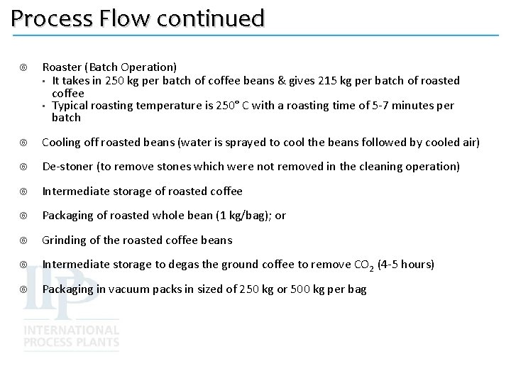 International Process Plants Coffee Roasting Grinding Packaging Plant