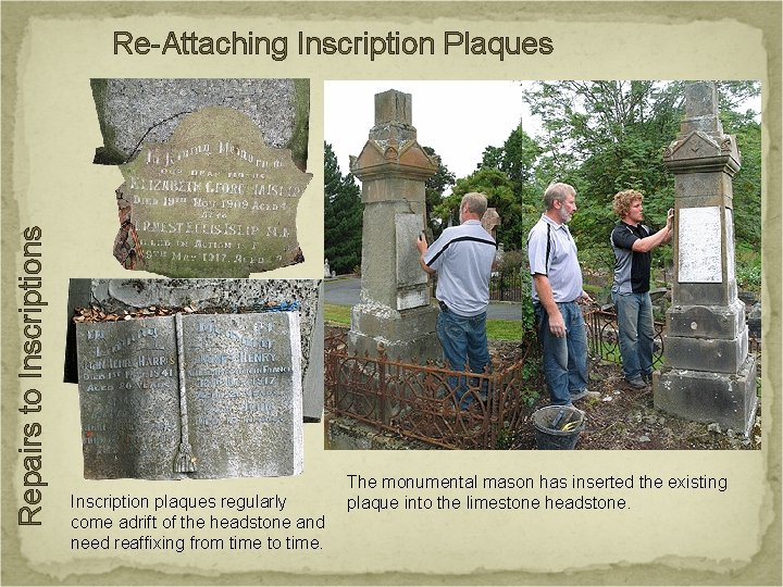 Repairing and Conserving Historic Cemeteries Many historic cemeteries