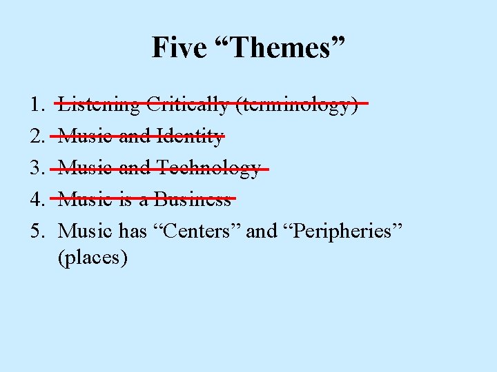 Five Themes 1 2 3 4 5 Listening
