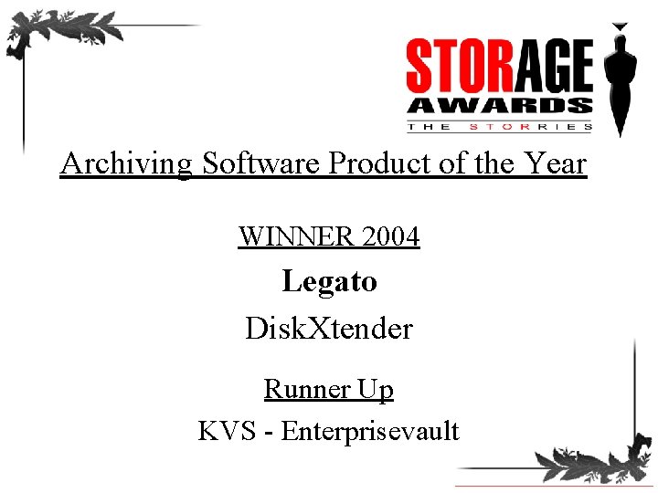 Backup Software Product of the Year WINNER 2004