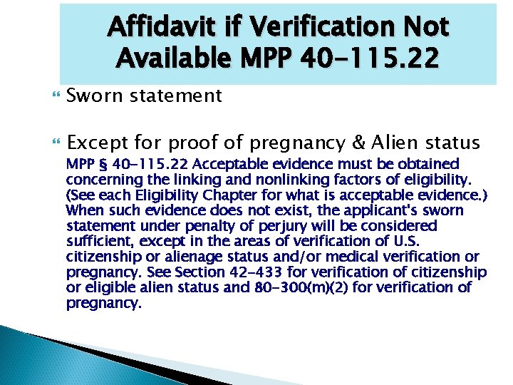 WELFARE VERIFICATION ATTENTION This powerpoint presentation is intended