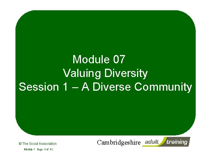 Module 07 Valuing Diversity The Scout Association Module