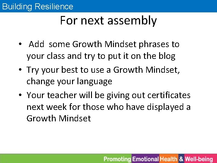 Building Resilience Welcome back to school Building Resilience