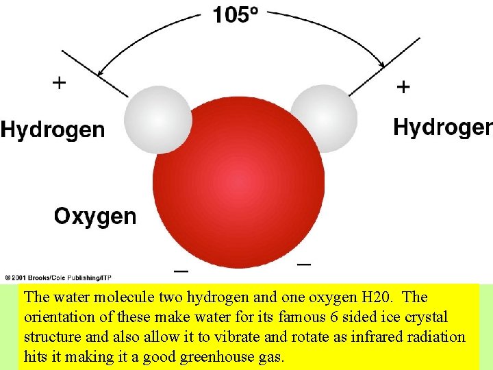 The water molecule two hydrogen and one oxygen