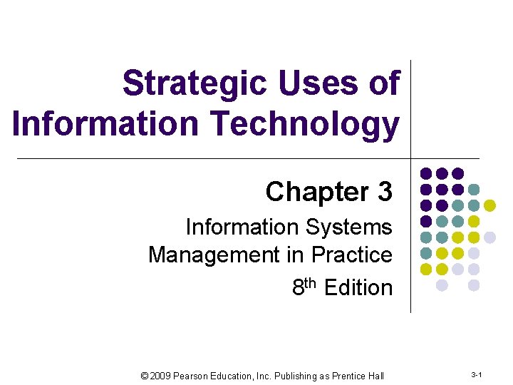 Strategic Uses of Information Technology Chapter 3 Information
