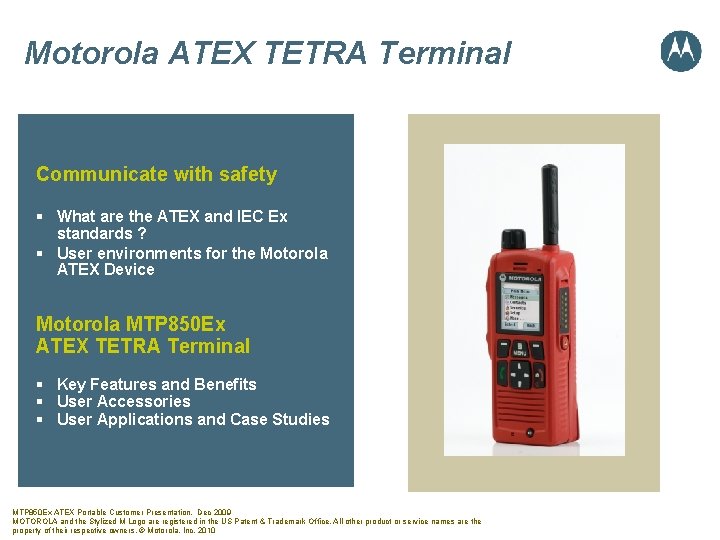 MTP 850 Ex ATEX Portable Customer Presentation Dec