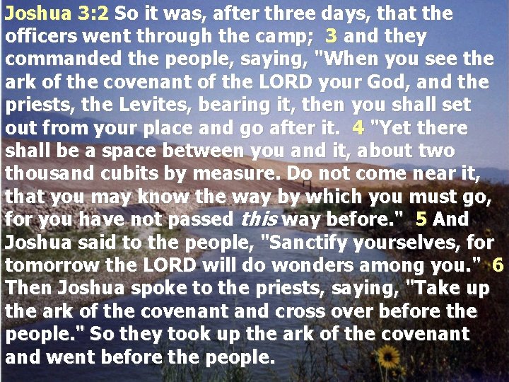 Joshua 3 5 Joshua 3 1 Then Joshua